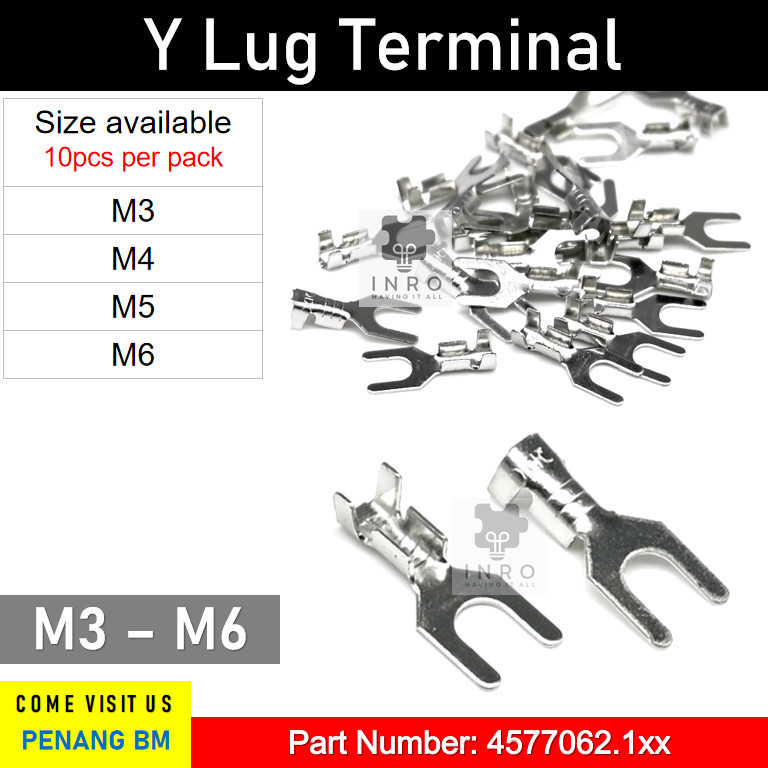 [10PCS] M3 M4 M5 M6 Naked Fork Lug Y Lug Wire Crimp Pressed Terminal ...