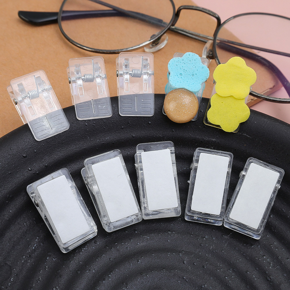 10-50Pcs Self-Adhesive Clear Plastic Wall Clips - Multipurpose Hanging ...