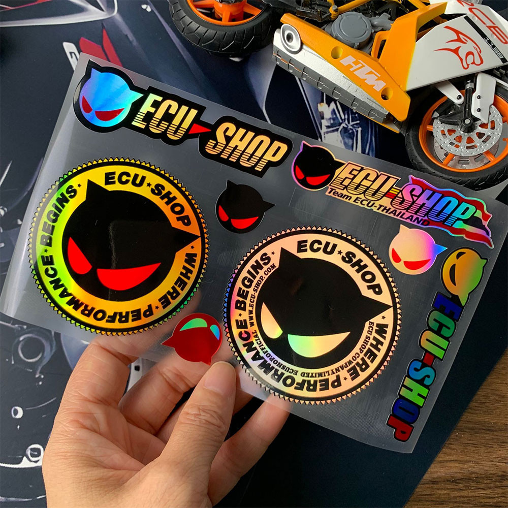 ECU Shop Sticker Reflective/Laser Motorcycle Body Helmet Vinyl Decal ...