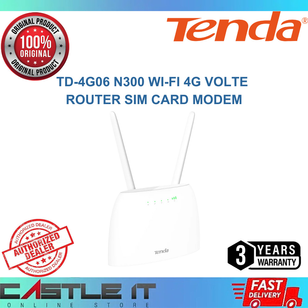 Tenda TD-4G06 N300 Wi-Fi 4G VoLTE Router Sim Card Modem | Shopee Malaysia