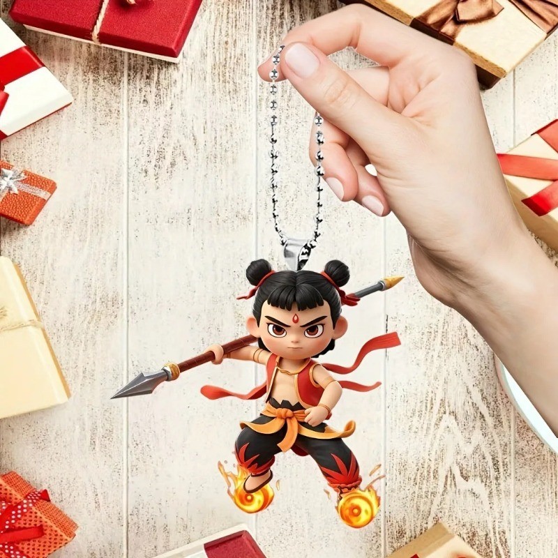 2025 New 2d Popular Cute Cartoon Nezha Car Rearview Mirror Pendant ...