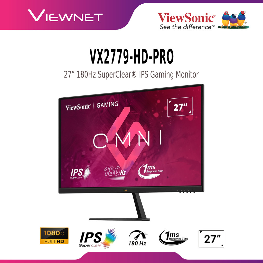 VIEWSONIC 27" VX2779-HD-PRO LED FULL HD @180Hz IPS PANEL GAMING LCD MONITOR (1MS, INPUT: HDMI ...