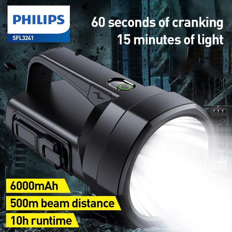 Philips Hand-Crank Electric Flashlight Searchlight with Unlimited ...