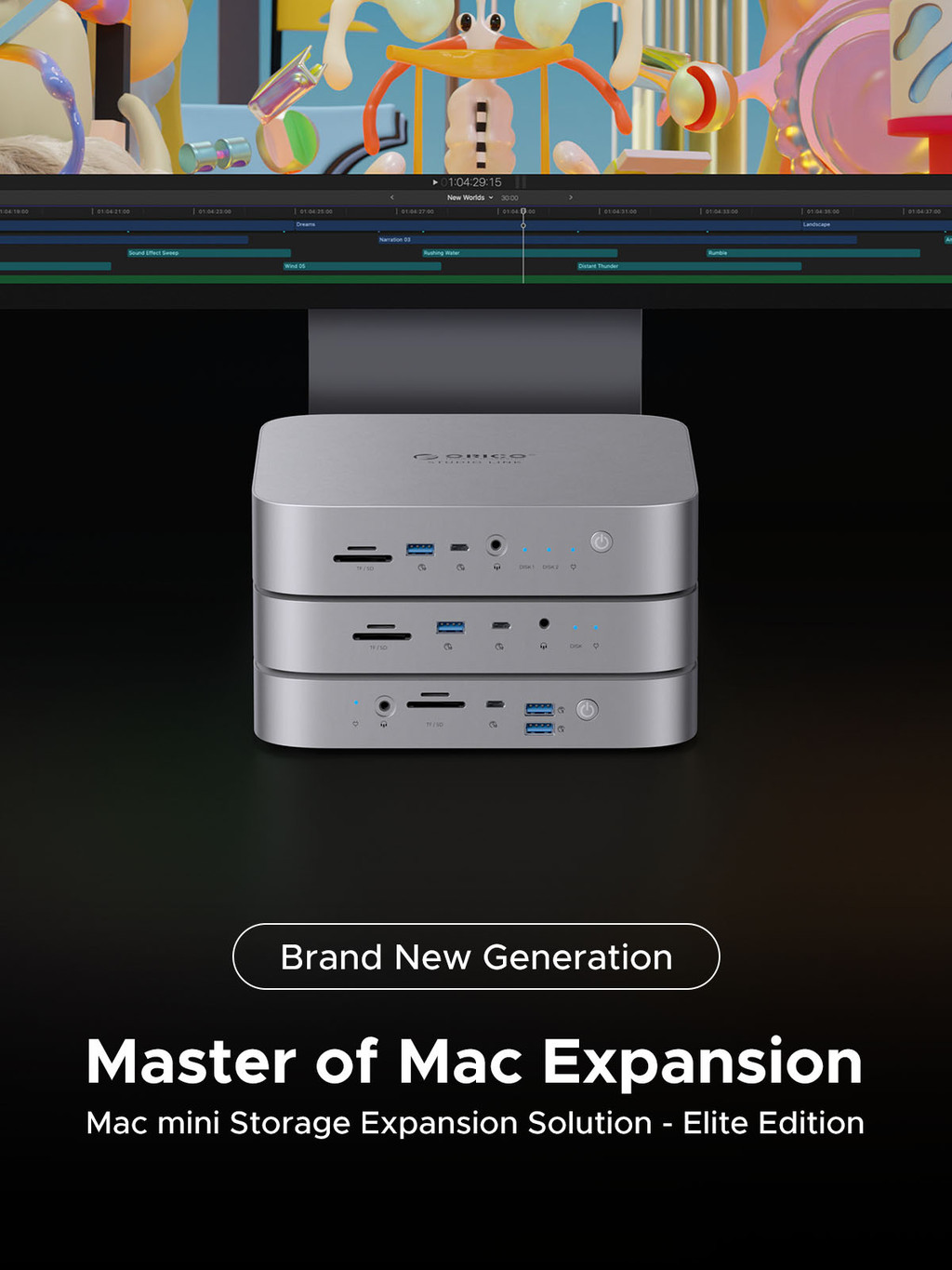 ORICO StudioLink Mac Mini USB C HUB 16TB Expansion 2.5″ SATA NVME M.2 ...