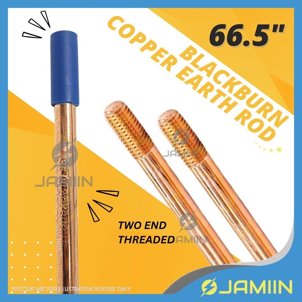 BLACKBURN PREMIUM 66.5” x 13.5mm Copper Rod Earth Rod Grounding Rod For ...