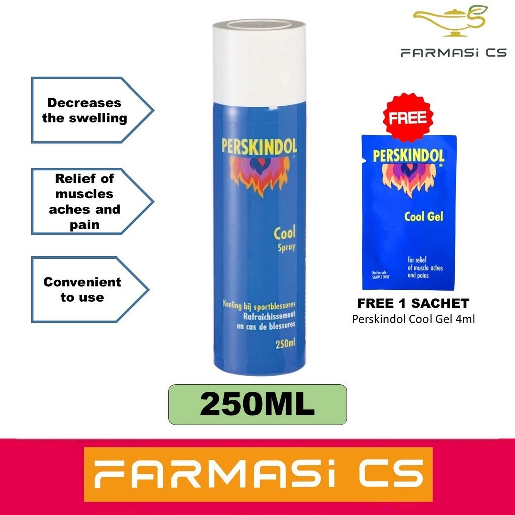 Perskindol Cool Spray 250ml Free Perskindol Cool 4ml x 1 sachet EXP:03/ ...