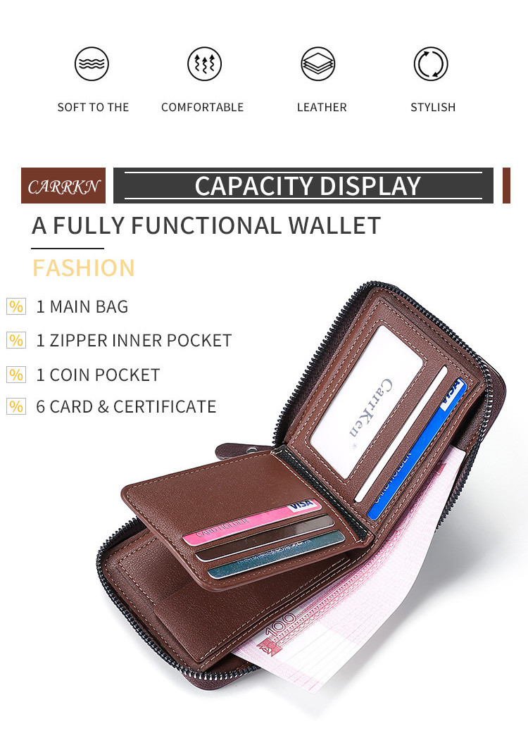 CarrKen New Men's Wallet Retro Horizontal Multi functional Card Bag ...