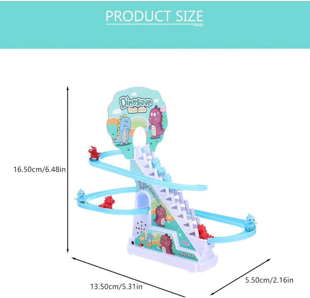 Dinosaur Climbing Stairs Track Toy Musical Education Toy Dyanamic Music ...