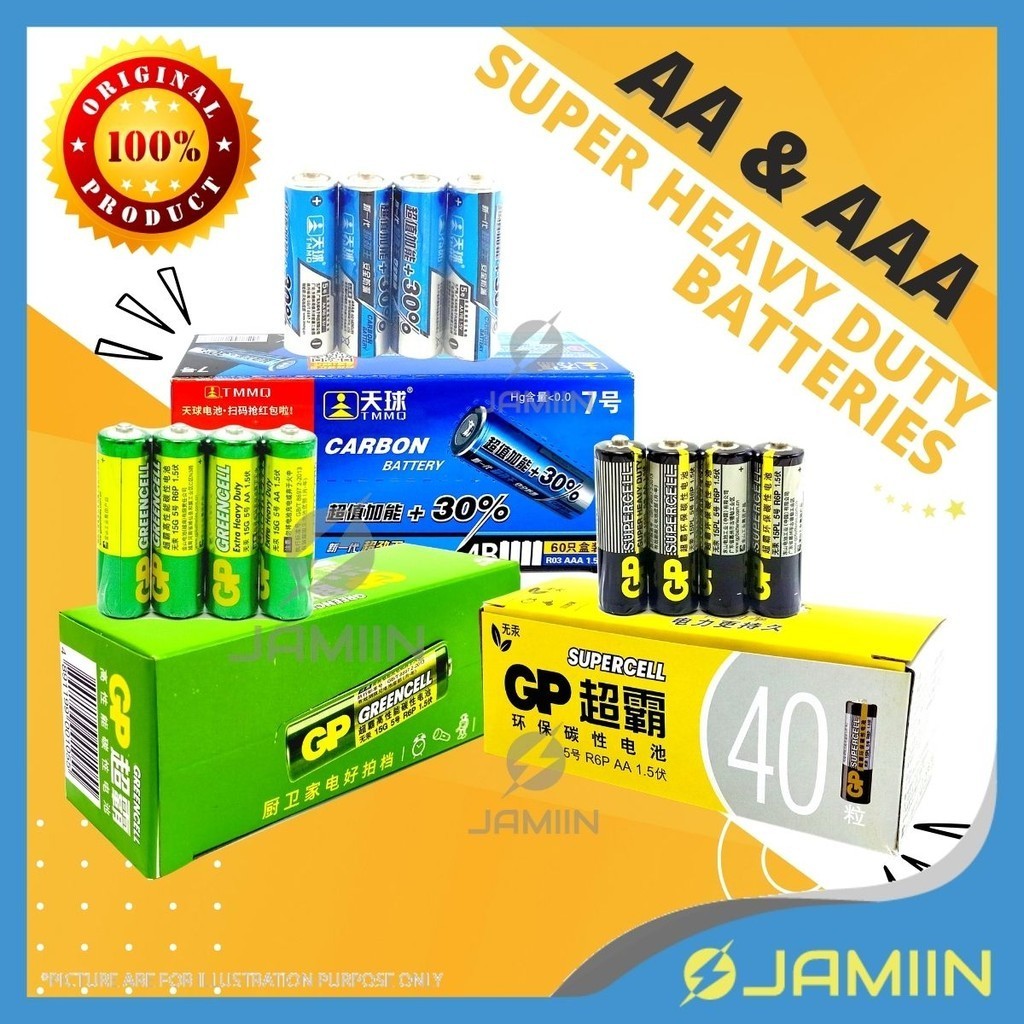 ORIGINAL GP SUPERCELL / GP GREENCELL / TIANQIU Batteries AA/AAA HEAVY ...