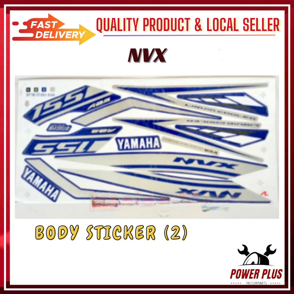 NVX 155 V1 Body Cover Stripe Sticker ( 2 ) BLUE YAMAHA NVX155 COVERSET ...