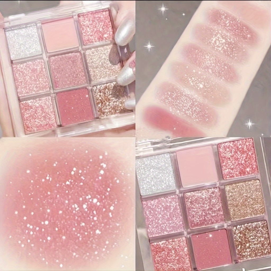 9 Color Pink Eyeshadow Palette, Waterproof, Long-Lasting, Pearly ...