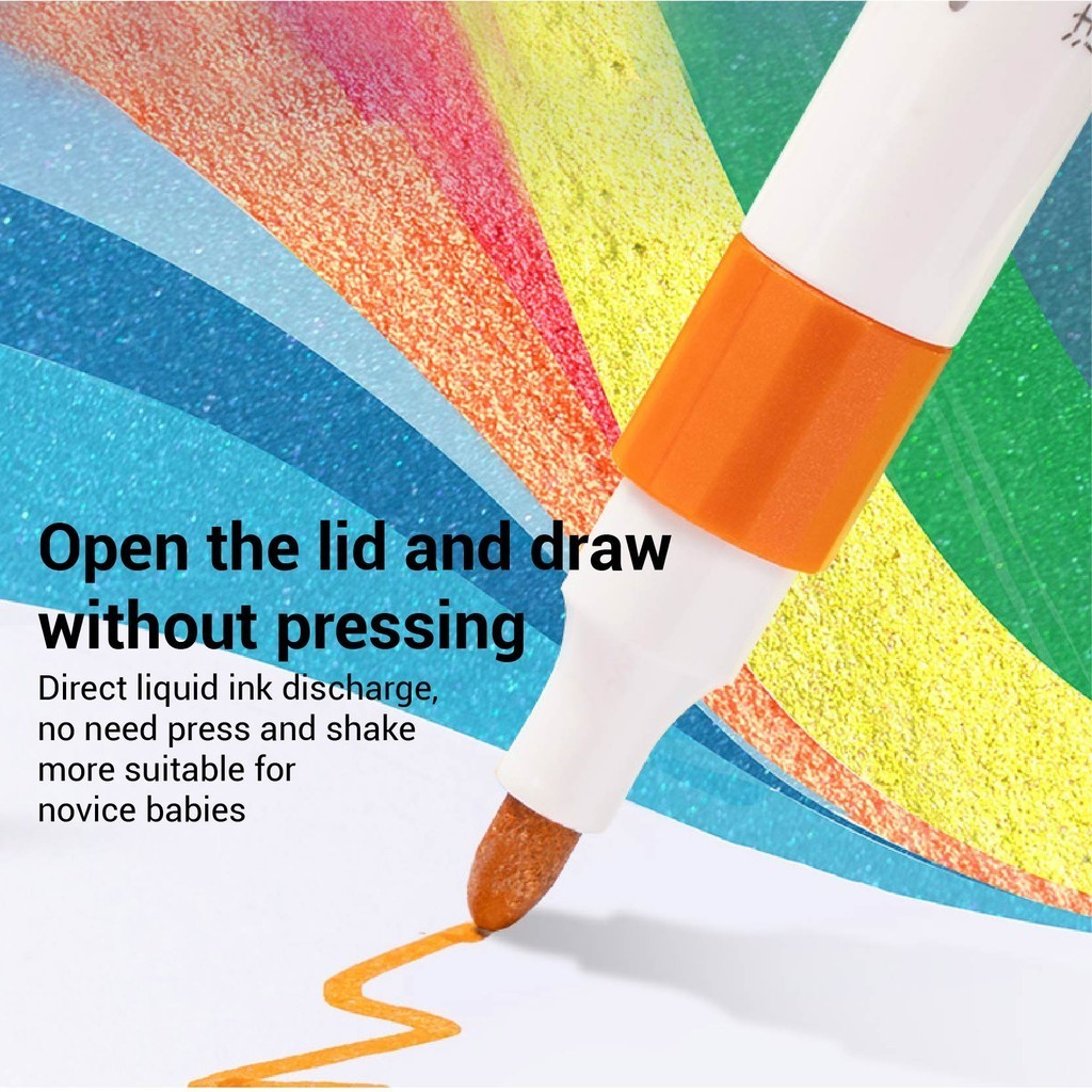Deli Metallic Acrylic Marker Pen Painting Makers Manga Sketching Art ...