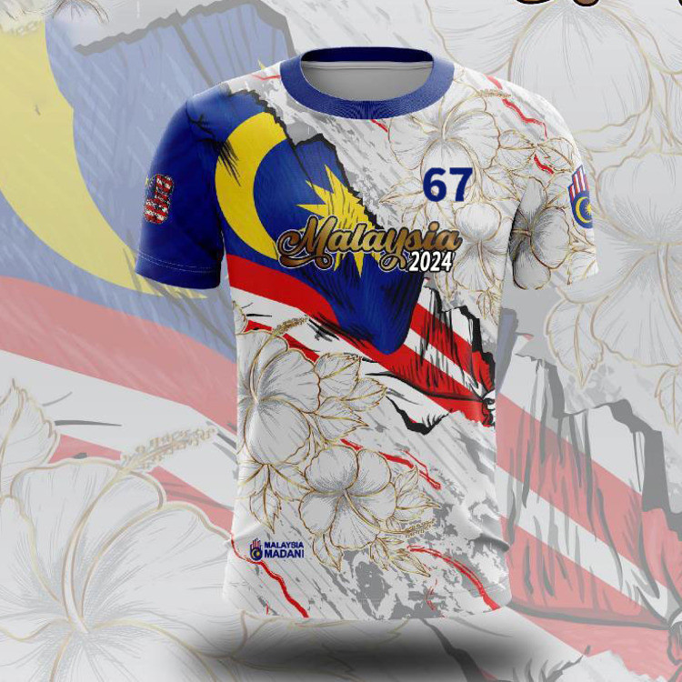 Baju Merdeka 2024 Fashionable Casual Loose Men's T-shirt Malaysia 67th ...