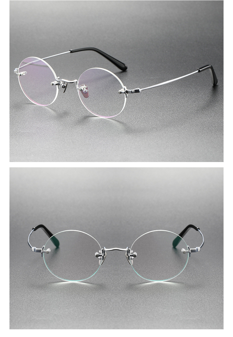 Frameless Glasses Frame Pure Titanium Eyewear Men Women Round ...