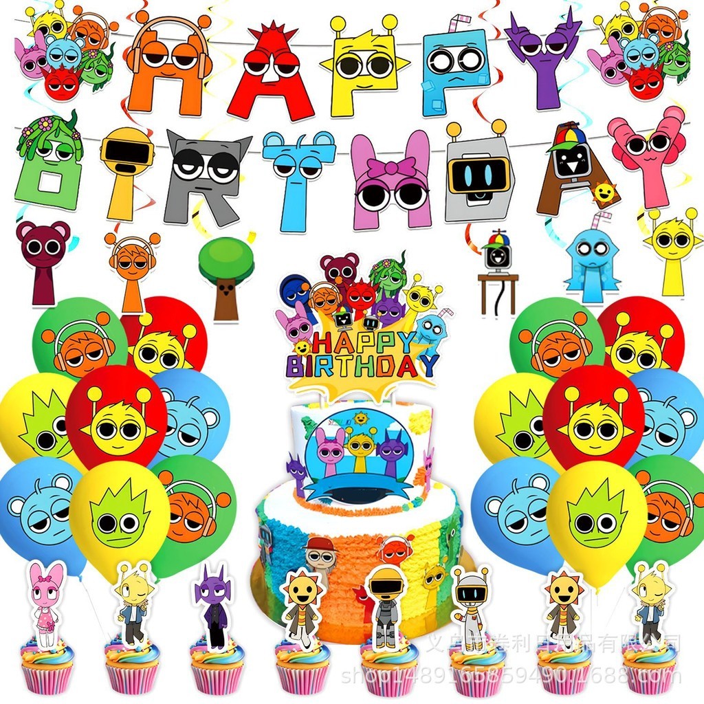 Sprunki Birthday Party Set Balloon Banner Paper Cup Gift Bag Surprise ...