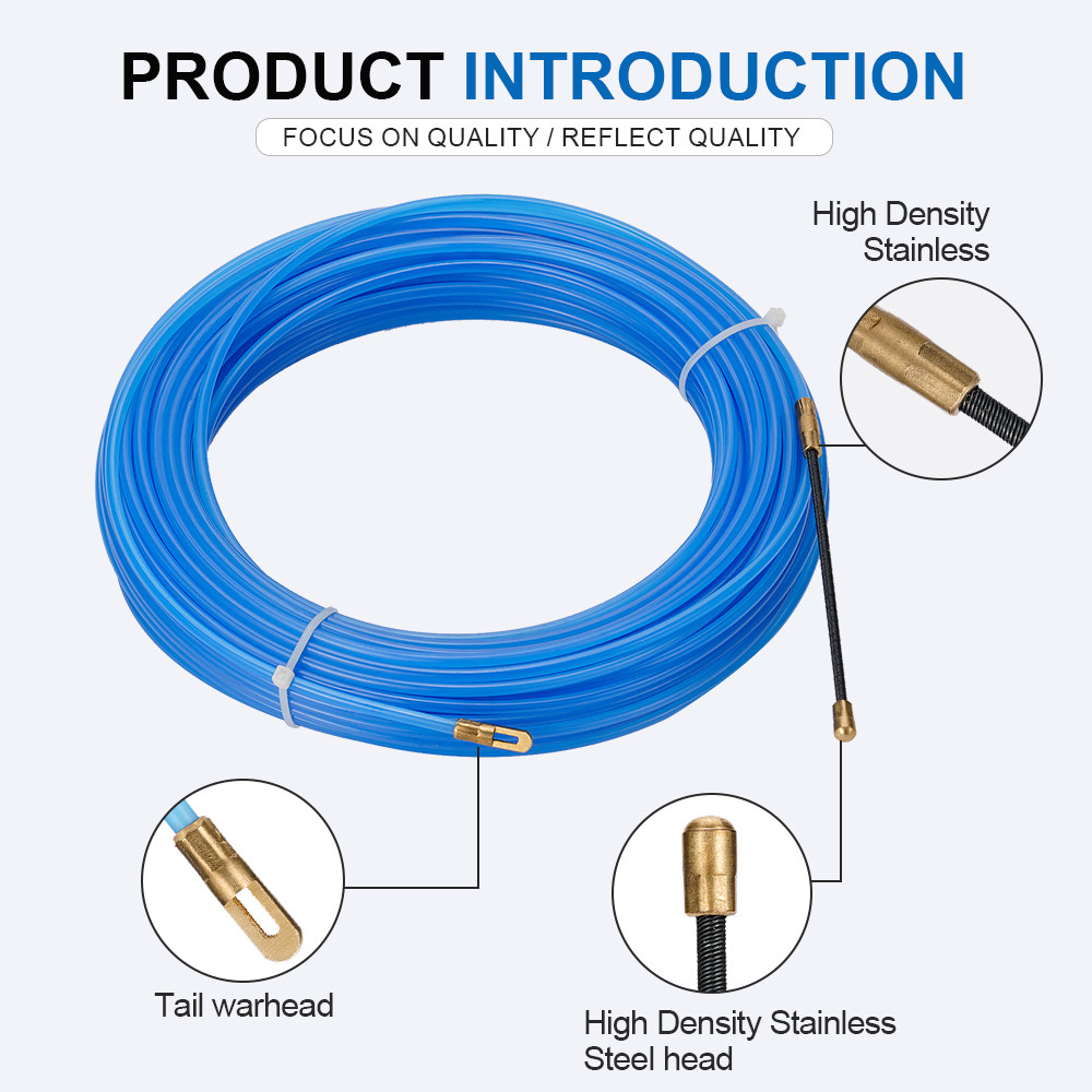 4mm 5M/10M/20M/30M/40M Blue Fiberglass Cable Puller Cable Guide Device ...