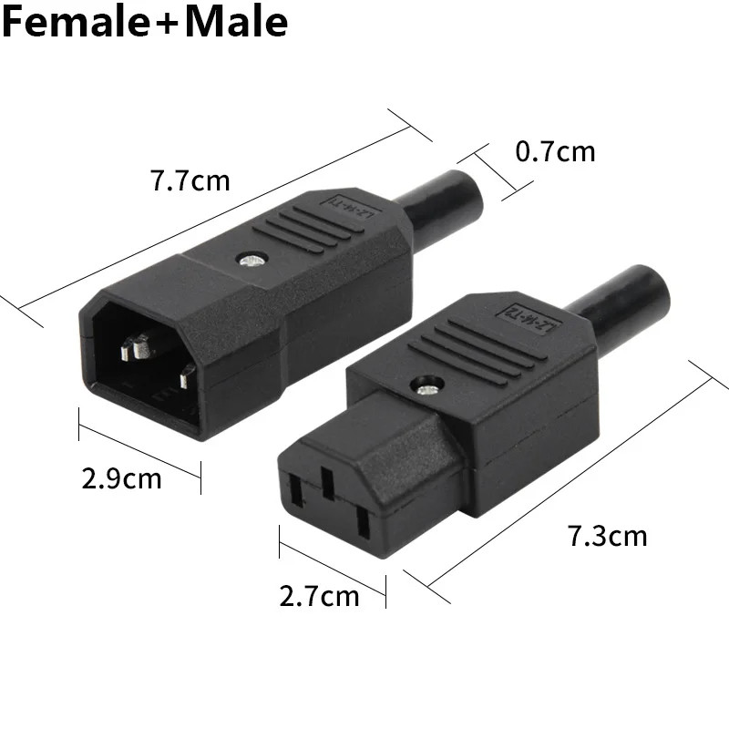 1Set 10A 250V IEC Straight Cable Plug 3 Pin Female Power Iron Core ...