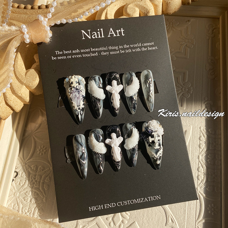 in stock Pieceg Fake charm design angel girl mirror Nailbox design ...