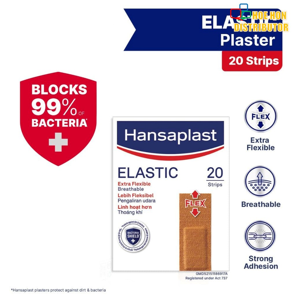 Hansaplast Elastic 20S Enveloped First Aid Dressing Wound Plaster Luka ...