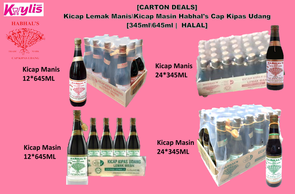 [CARTON DEALS] Kicap Lemak Manis\Kicap Masin Habhal's Cap Kipas Udang ...