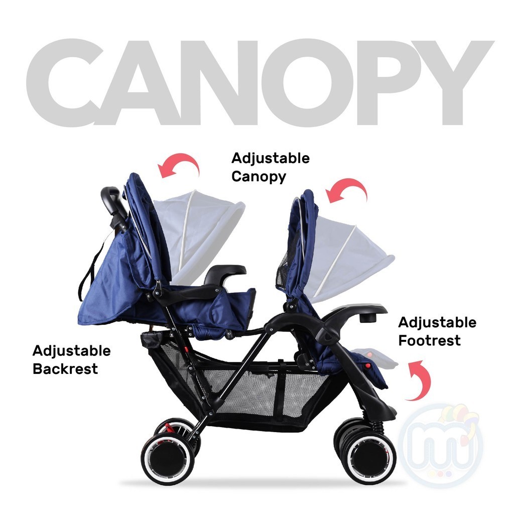 Mamakiddies Duosync Twin Stroller | Lightweight Double Stroller | Baby ...