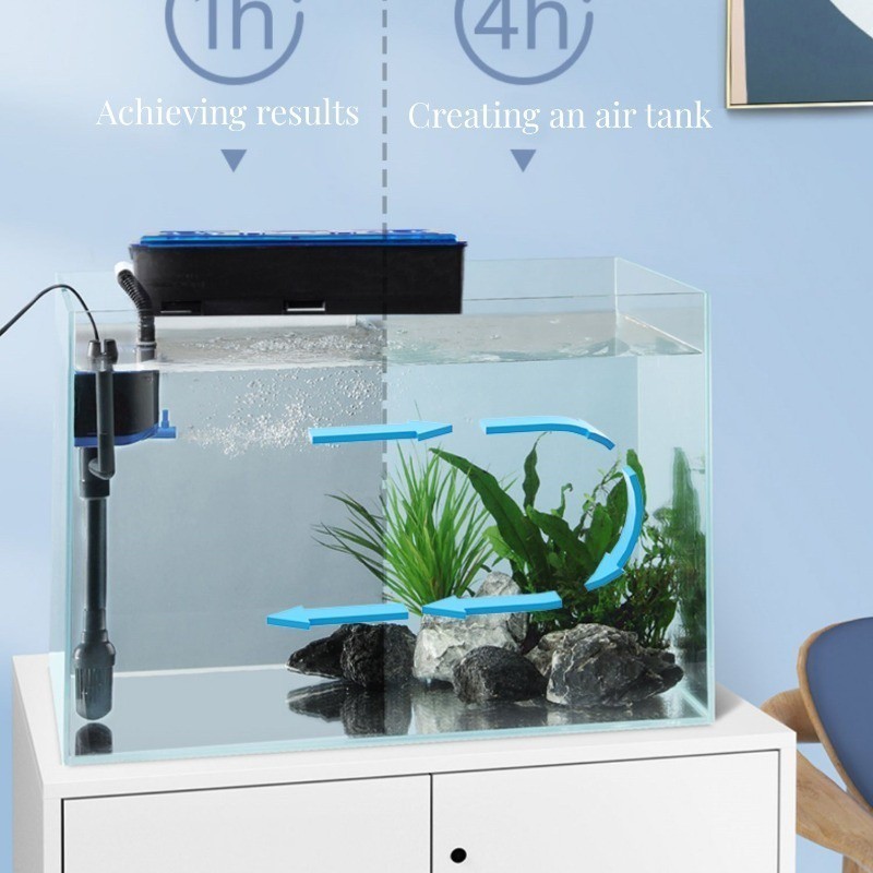 YEE 3in1 Aquarium Filter Box Oxygen Pump Ultra Quiet Fish Tank Filter ...