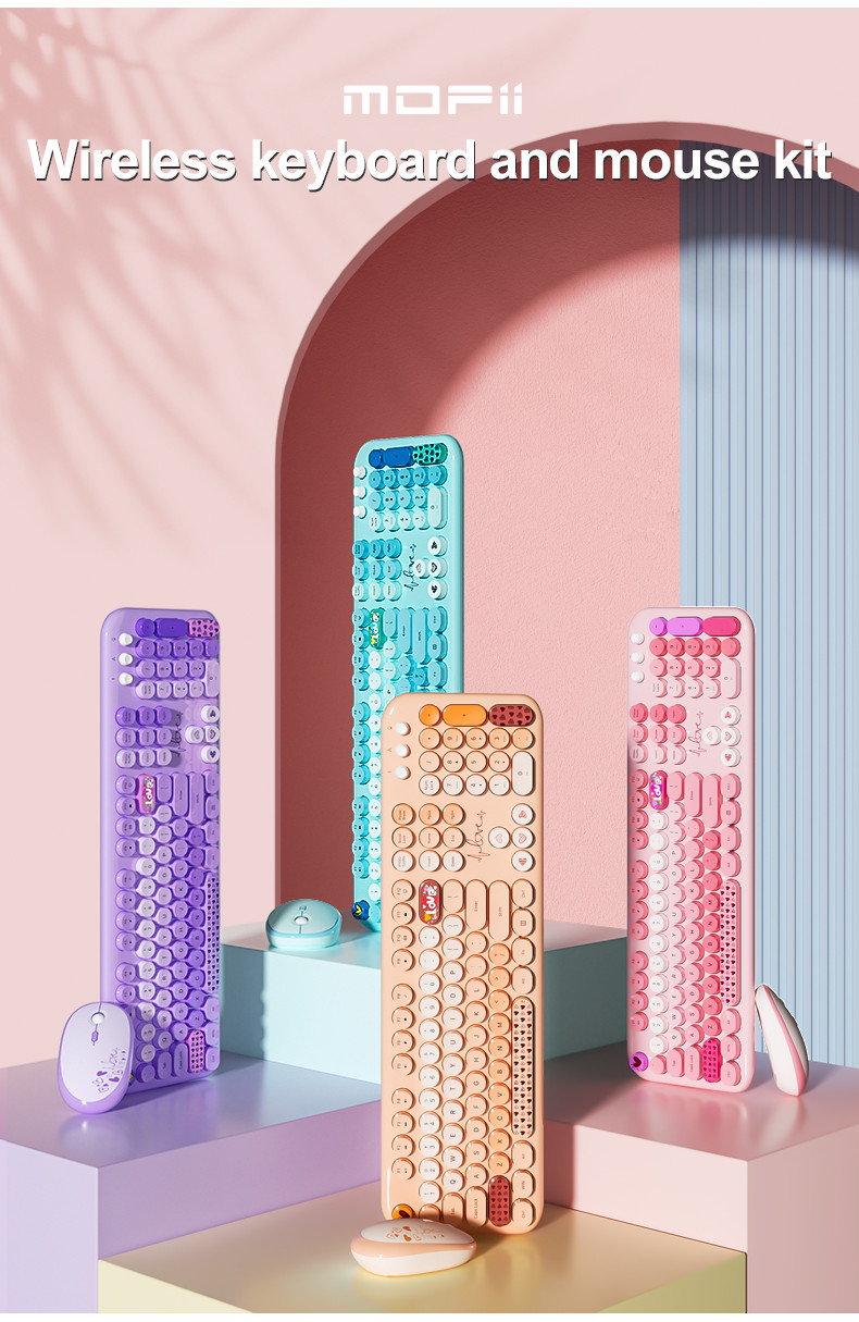 MOFII Lovely Sweet Wireless Keyboard Mouse Set PC Laptop Office Gifts ...