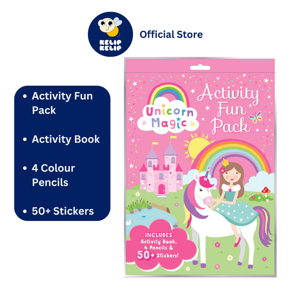 Unicorn Magic Activity Book Fun Pack For Kids with 4 Colour Pencils ...