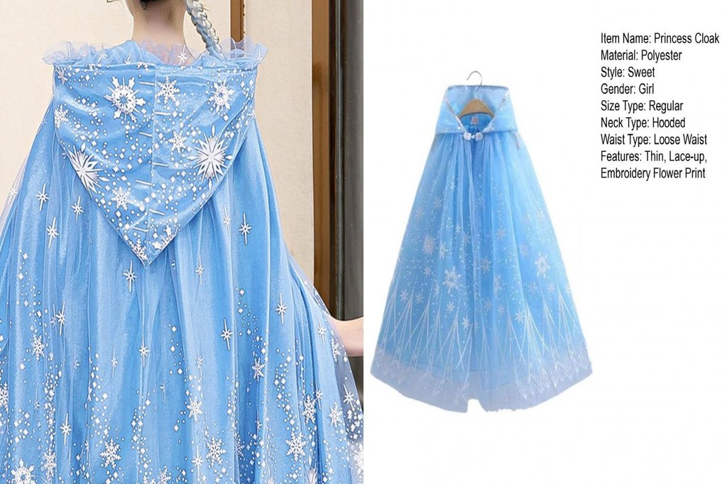 BZA Button Adjustable Princess Cloak Princess Cloak for Girls Blue ...