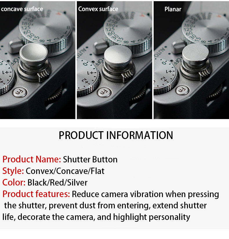 Metal Shutter Button - Red/Black/Silver, Compatible with Fuji X-M5/X100 ...