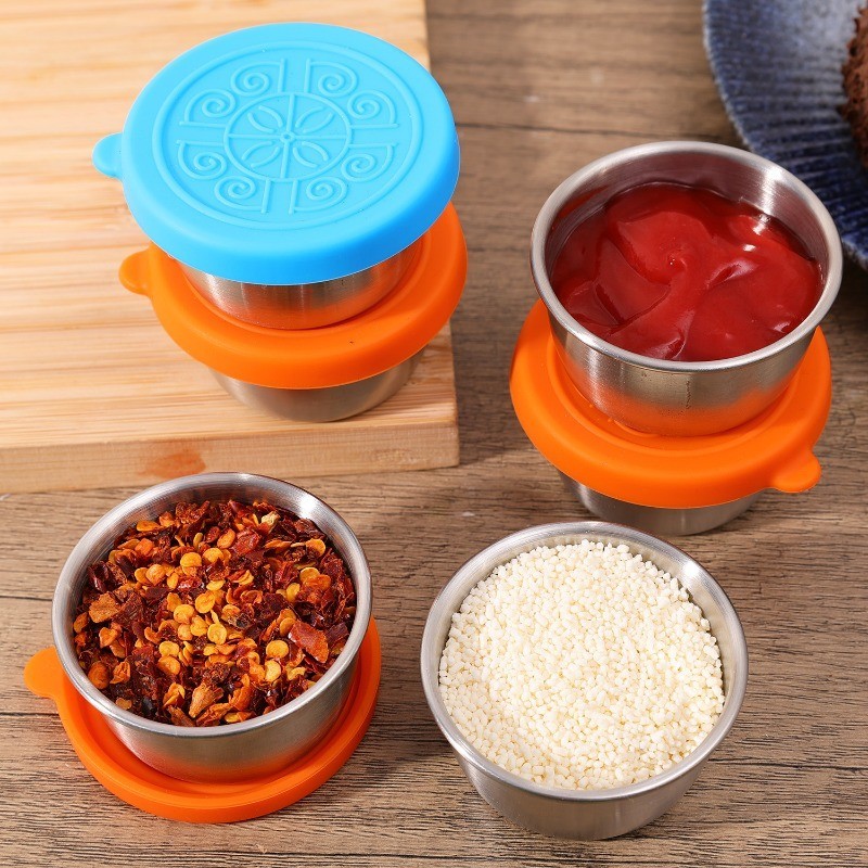 Leakproof Stainless Steel Dipping Sauce Cups with Lid Small Food ...
