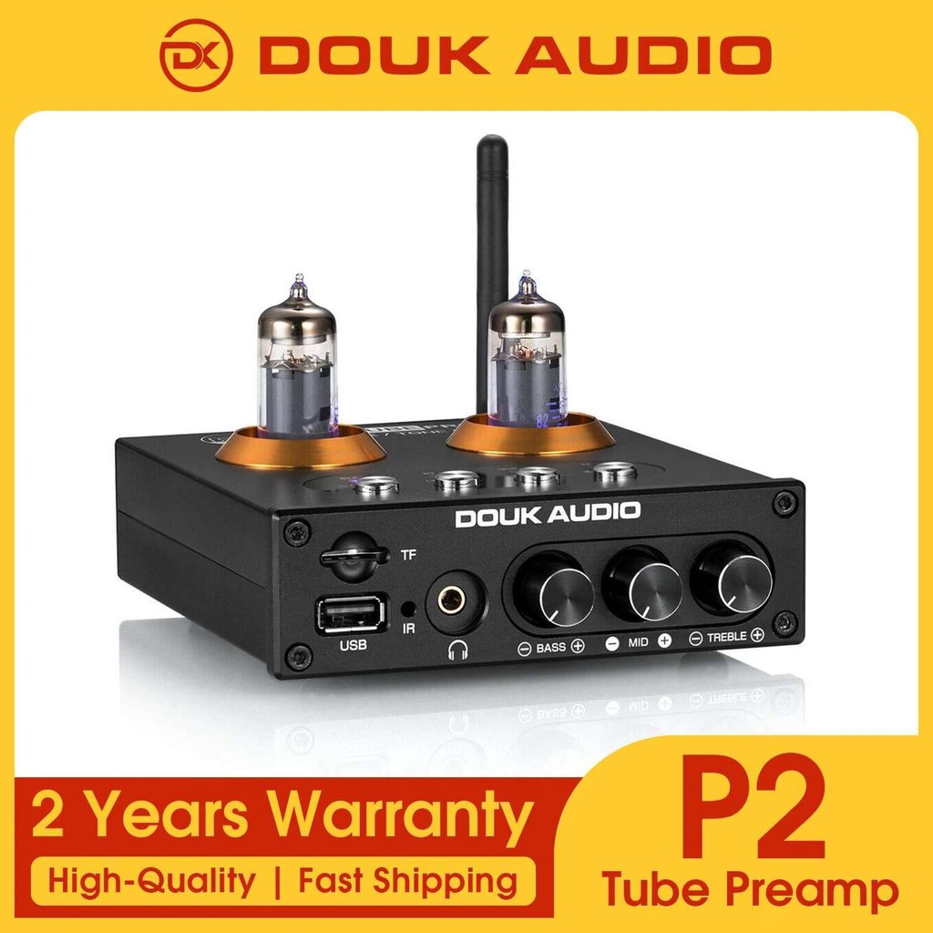 Douk Audio P2 HiFi Vacuum Tube Preamp Bluetooth 5.0 Receiver Stereo ...