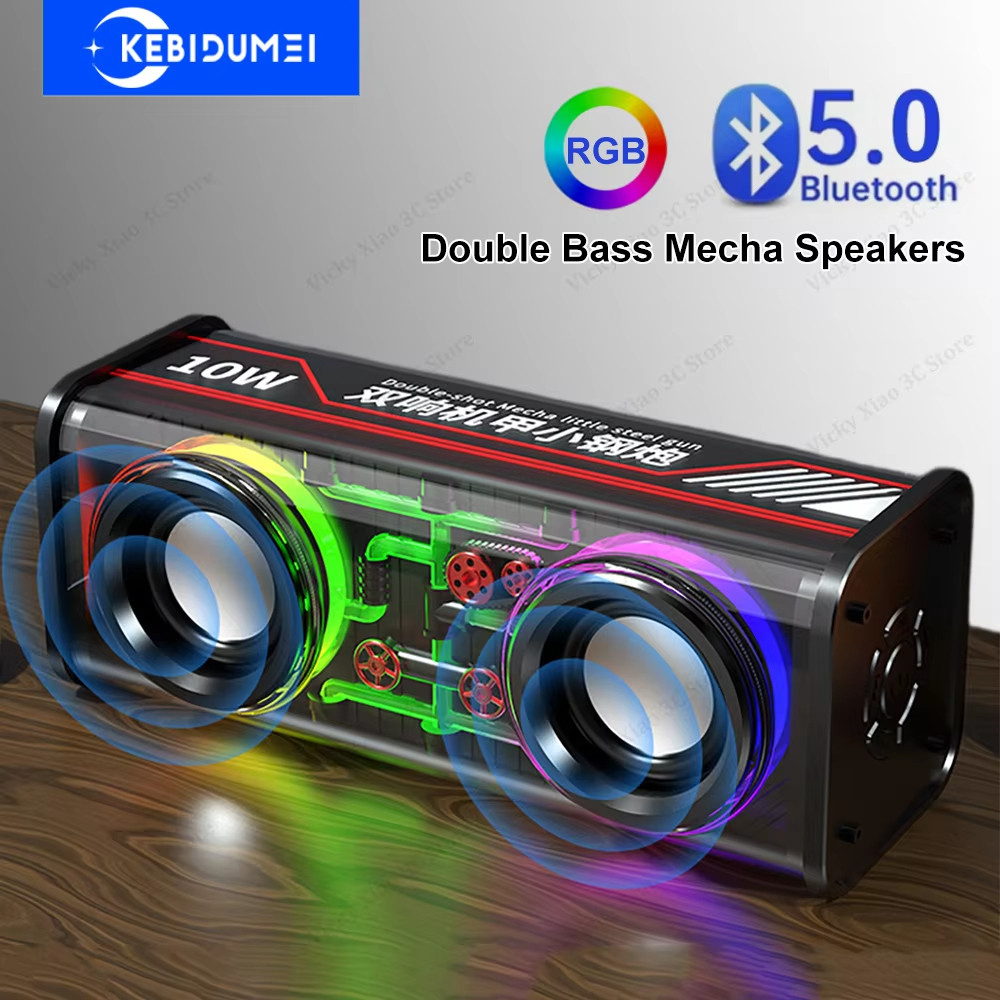Bluetooth Speakers 1800mAh 5.0 Dual Transparent Mecha Speakers Wireless ...
