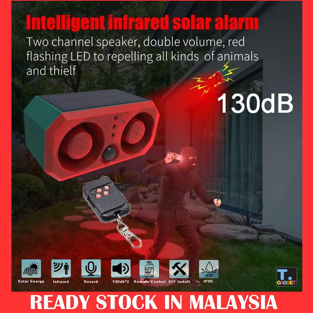 Intelligent Infrared Solar Alarm Light Dual Speaker Recording Motion ...