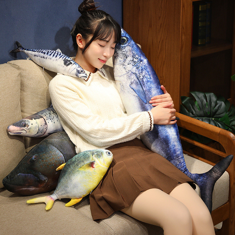 Soft Cotton Pp Tuna Swordfish Salmon Stuffed Toy Hilarious Work Nap ...