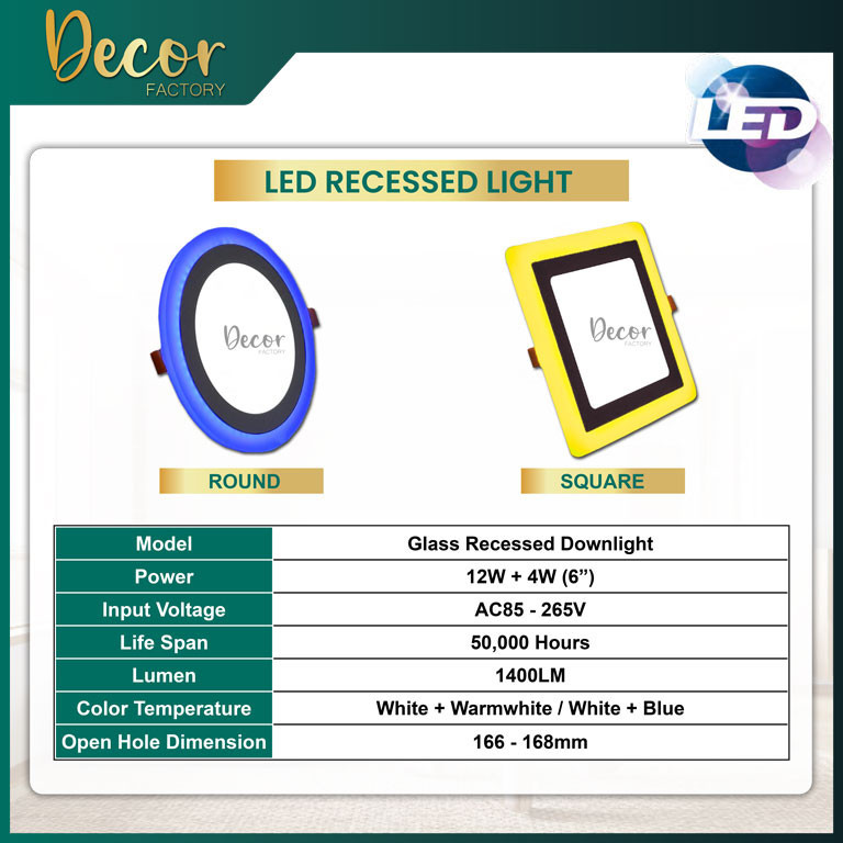 Multi-mode LED Recessed Downlight 4“6W l 6"12W LED Panel Light Ceiling ...