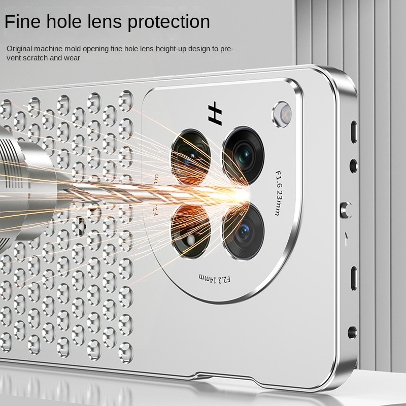 Case for OnePlus 12 Metal Hollow Heat Dissipation Holes Buckle Back ...