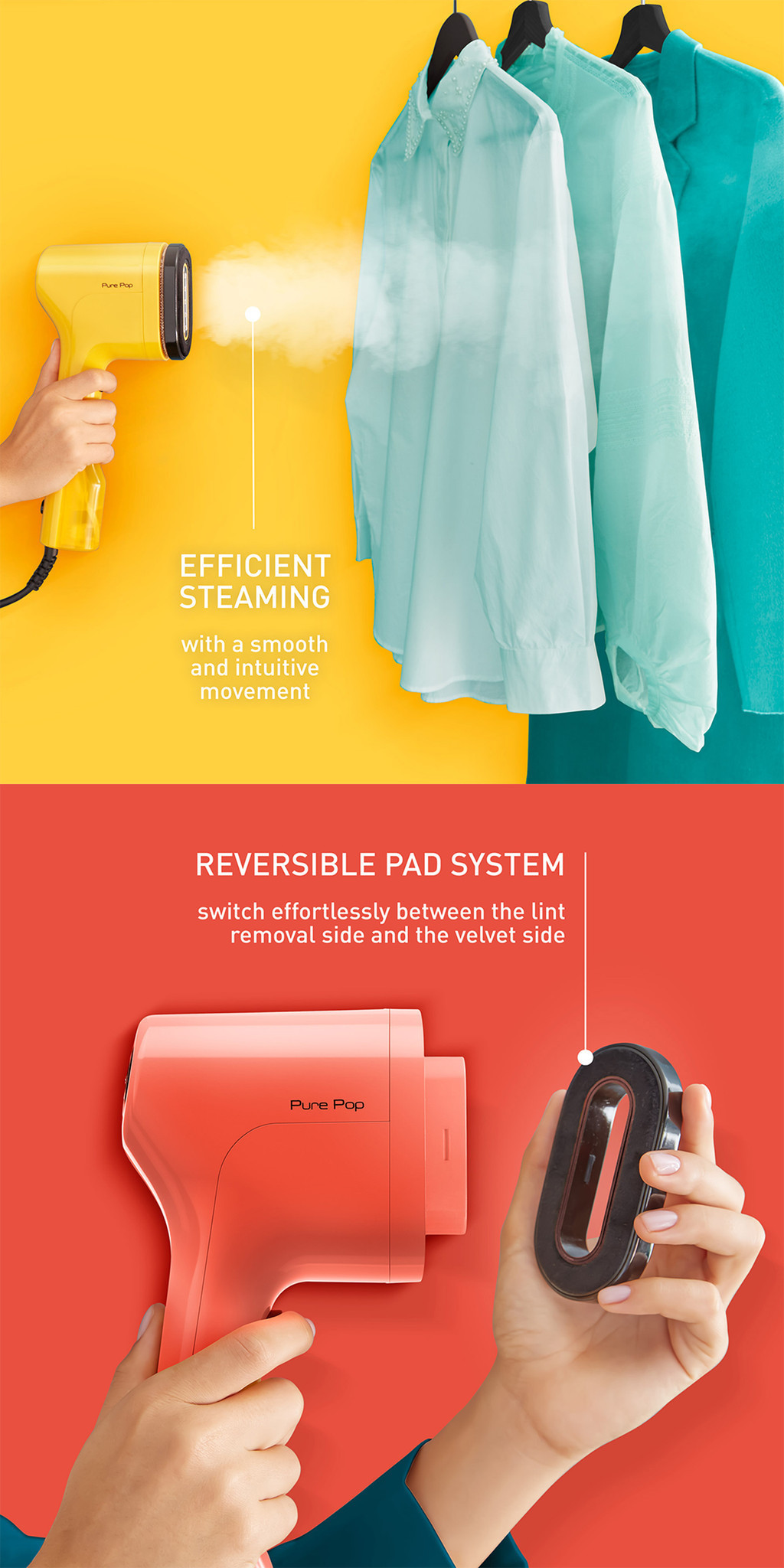 Tefal Pure Pop Handheld garment steamer Sanitize Natural Hygiene ...