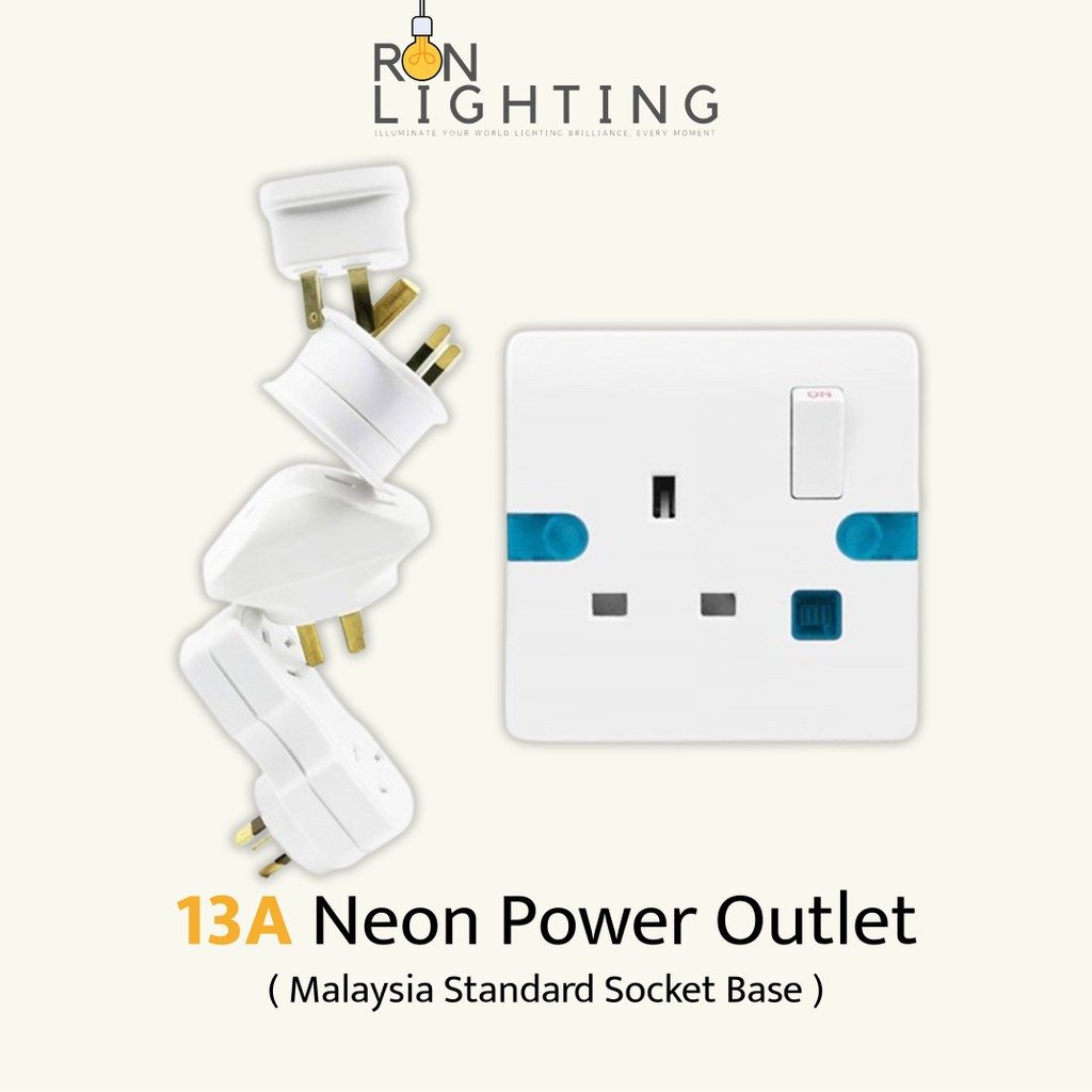 Switch Socket Neon 13A 3 Pin Malaysia Standard Wall Outlet Plug Durable ...