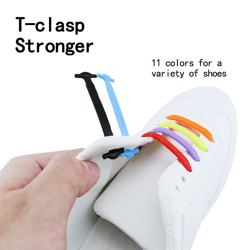 16 pcs/pack Silicone No Tie Shoelaces Shoes Accessories Elastic Lace ...