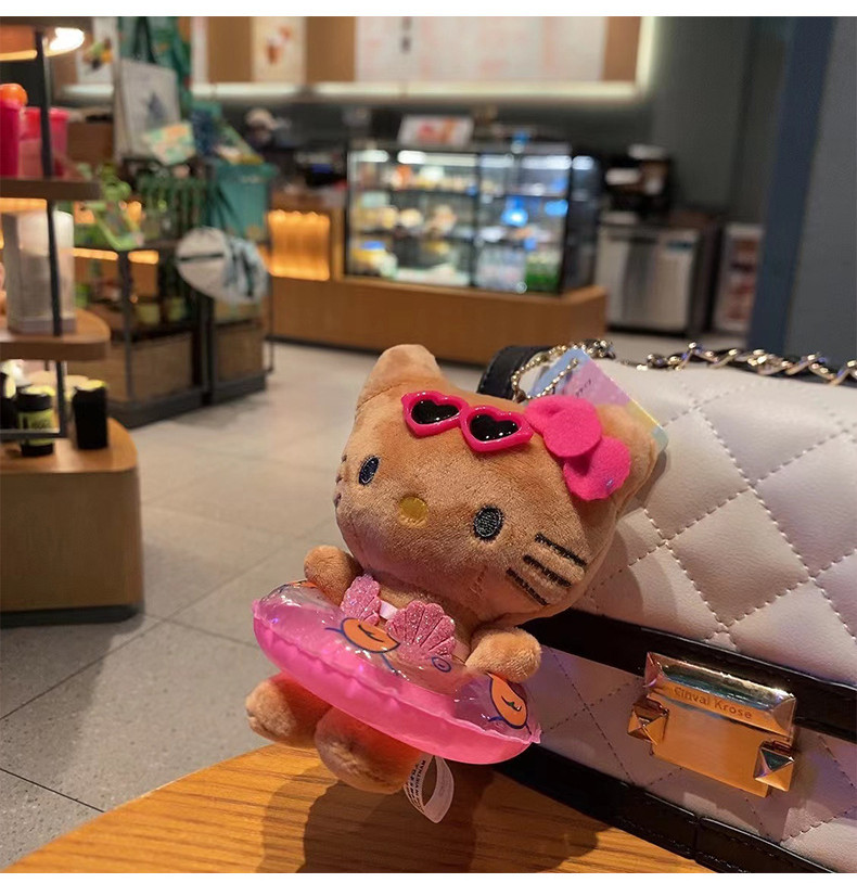 Kawaii Hello Kitty Hawaiian Sanrio Keychain Pendant Cartoon Plush Toys ...