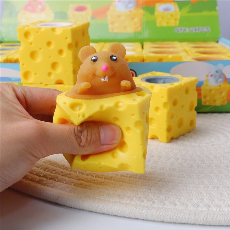 Fun Squeezing Toy Cartoon Cute Stress Relief Toy Cheese Mouse Cup Pop ...