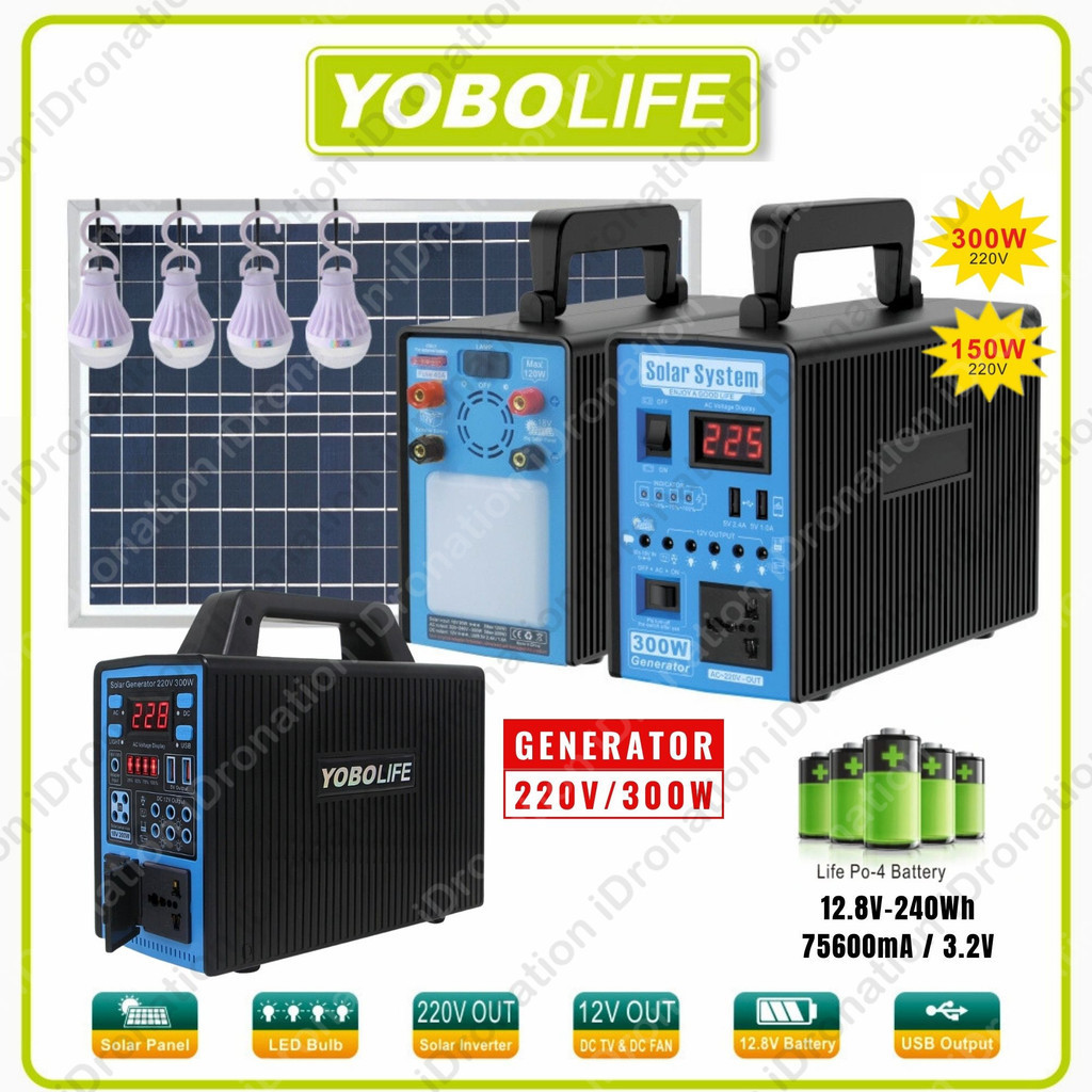 YOBOLIFE LM-9150 LM-9300 LM-9301 16V28W Solar Power System Portable ...