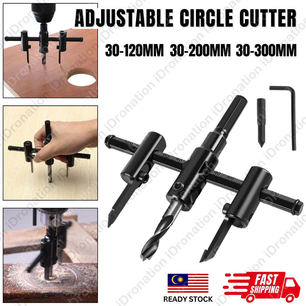 Adjustable Circle Cutter 30-120/200/300MM Aircraft Type Hole Saw Cutter ...