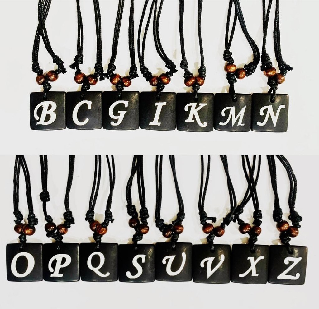 Alphabet A-Z Necklace Alphabets Rantai Tali Huruf Hitam 字母项链 | Shopee ...