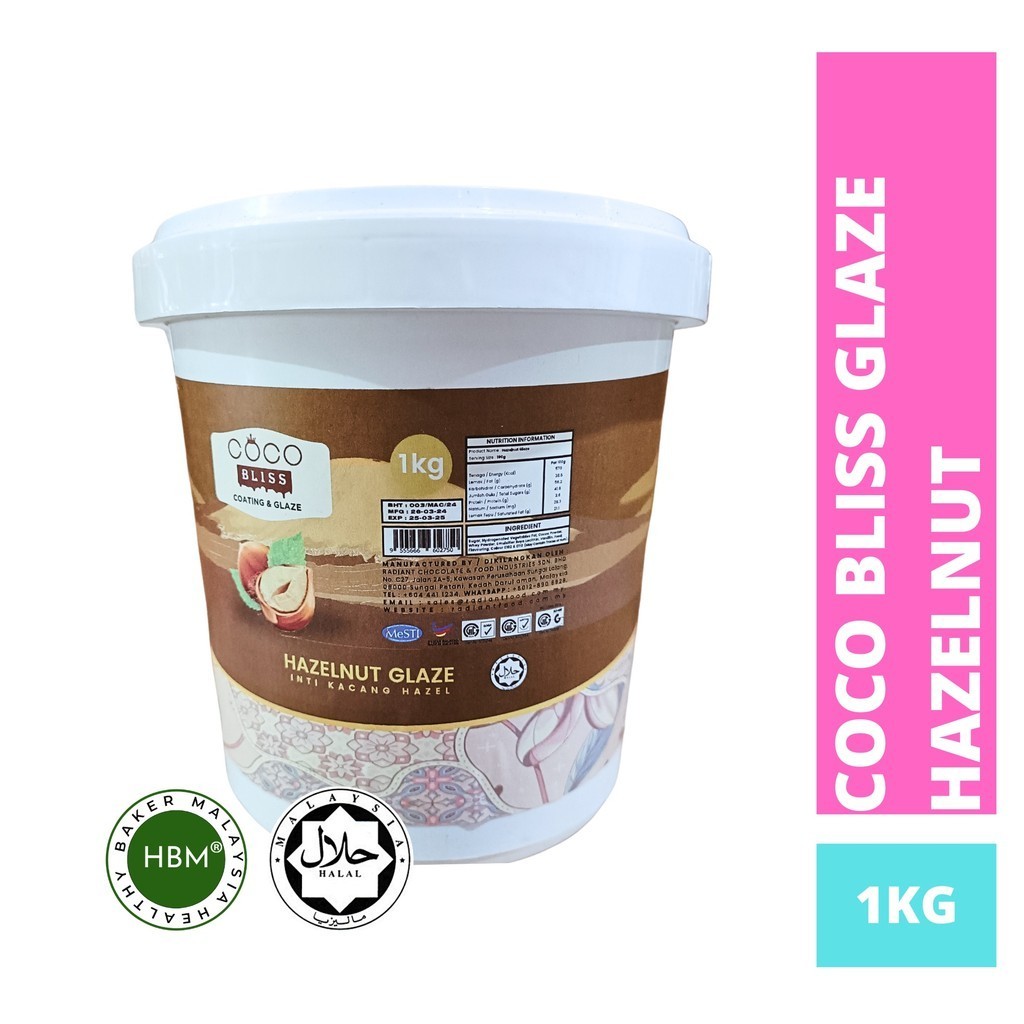 Coco Bliss Glaze / Filling 1kg Chocolate/Hazelnut/Green Tea/Butterscoth/Durian/Strawberry ...