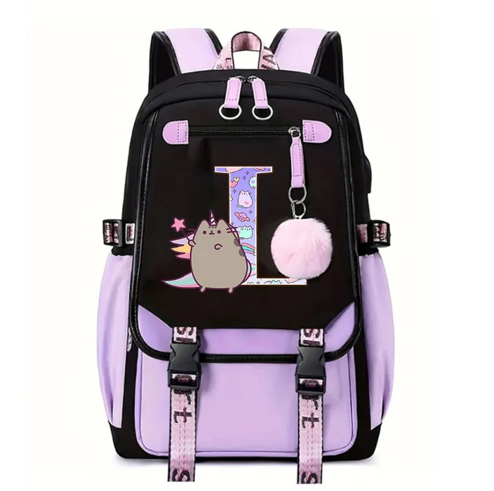 26 letter Pusheen Cartoon lightweight backpack for primary and ...