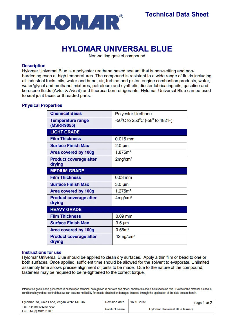 100g Hylomar Universal Blue UB Gasket Jointing Compound Unlimited ...