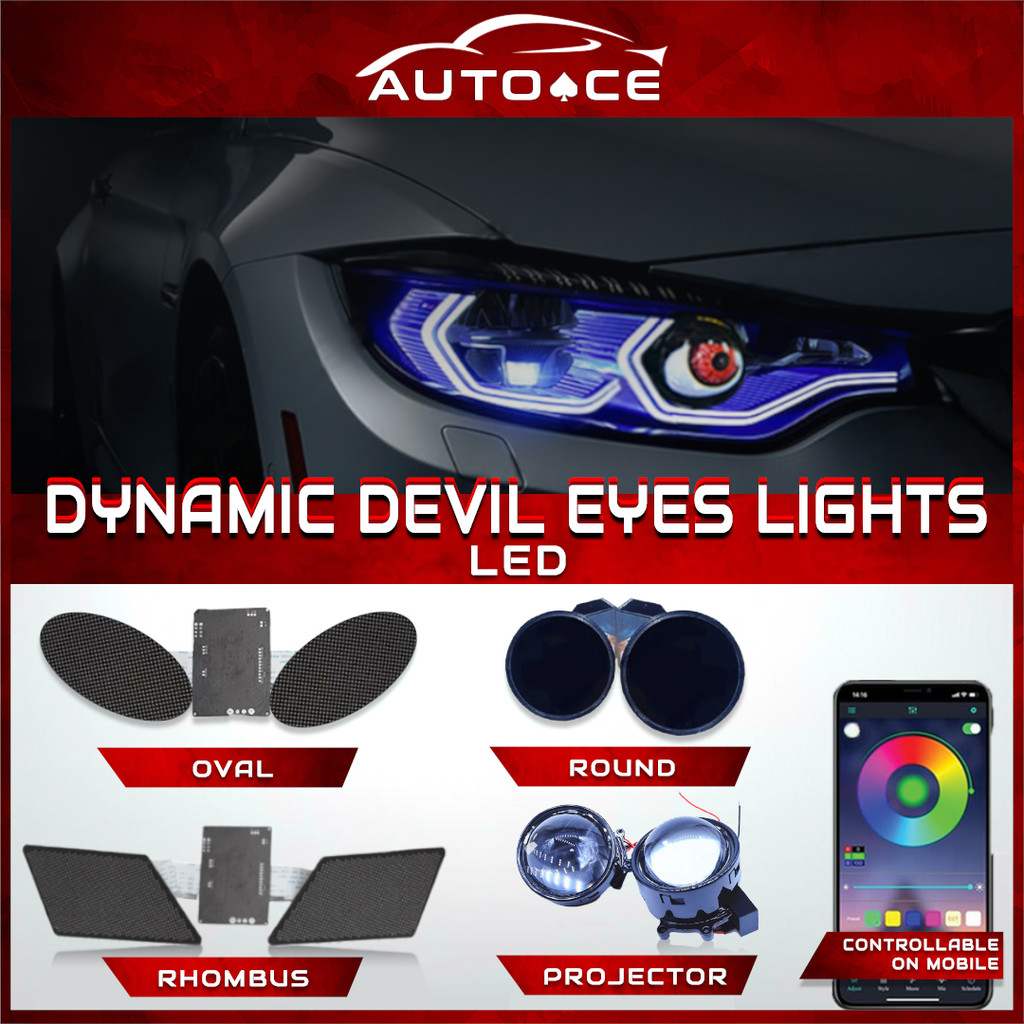 LED Dynamic Devil Eyes Lights 3 Inch 12V Car WIFI Control Headlight ...