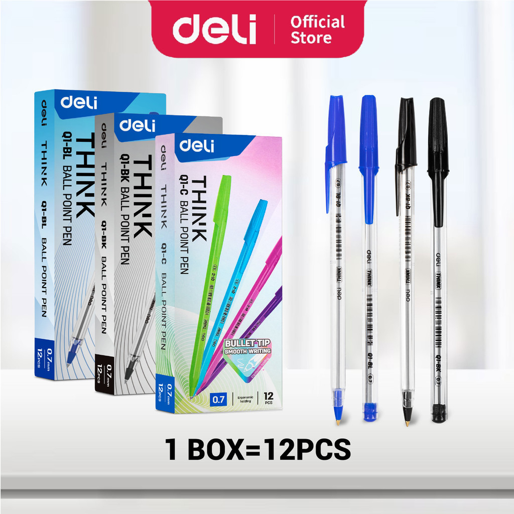 Deli Ballpoint Pen (0.7mm) Smooth Writing Smear Free Office Supplies ...
